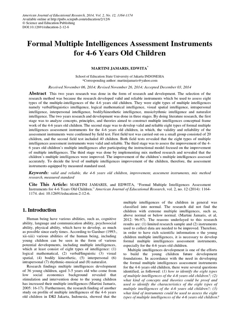 Formal Multiple Inteligences | PDF | Intelligence | Validity (Statistics)