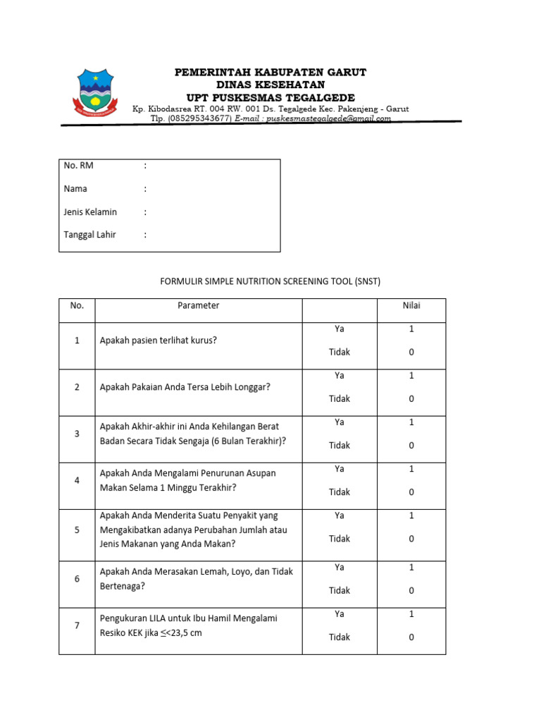 EP.1 - Form Skrining NSST | PDF