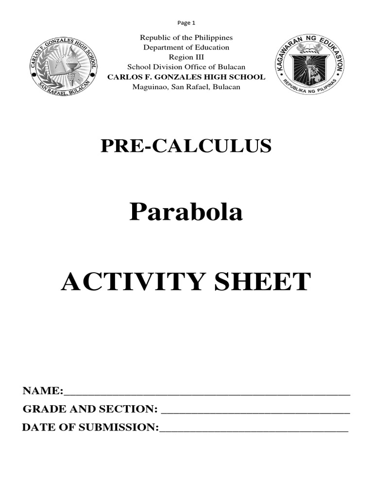 Activity Sheet Pre Calculus Week 2 | PDF | Classical Geometry | Geometry