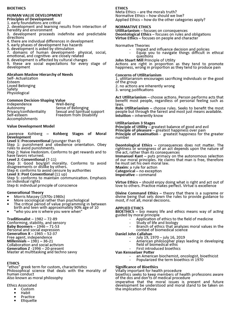 Bioethics Notes | PDF