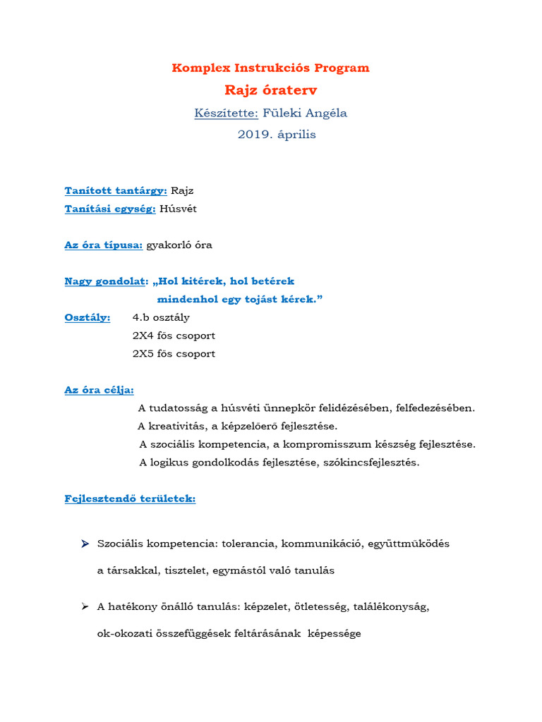 4. osztály rajz Húsvét | PDF