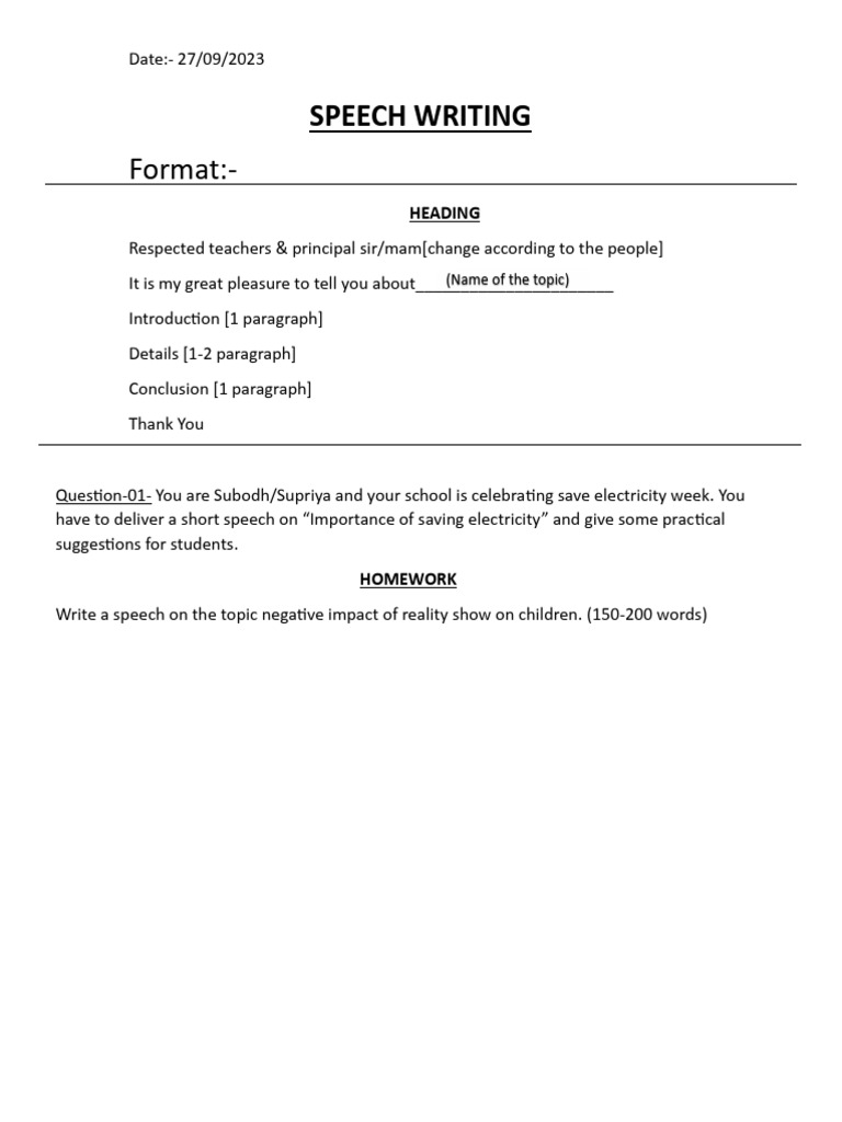 Speech Writing | PDF