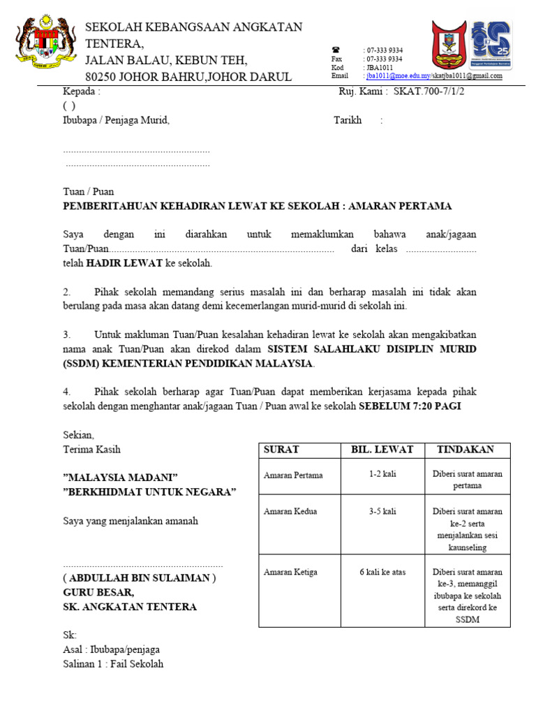 Surat Amaran Lewat 1-3 | PDF