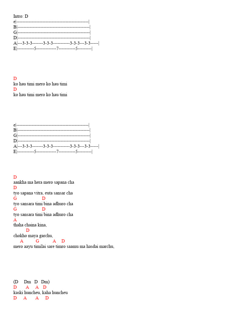 Ko Hau Timi by Karma Band | PDF