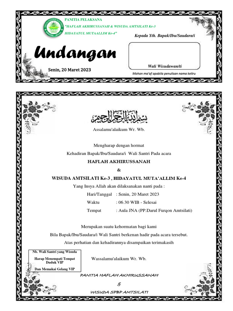 Wali Wisudawan SPBP 2023 PDF | PDF
