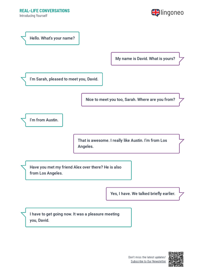 Introducing Yourself - Dialogue | PDF