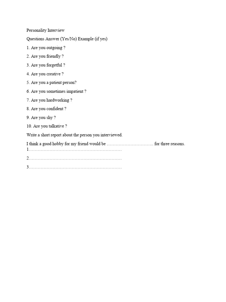 Personality Interview | PDF