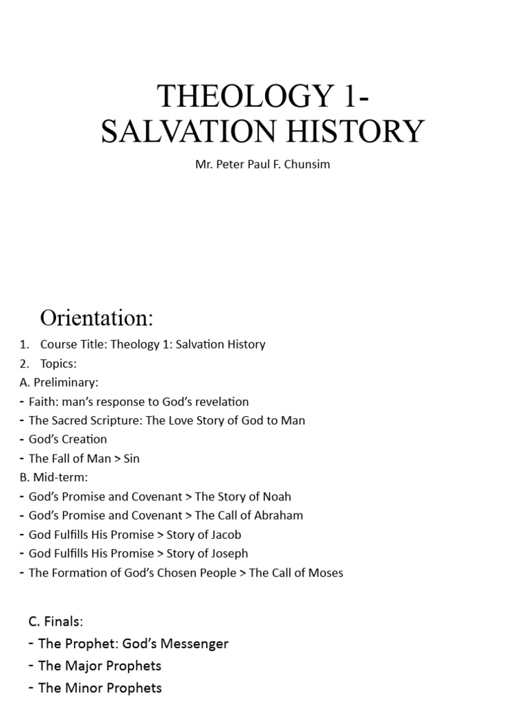 Theology 1 Salvation History | PDF
