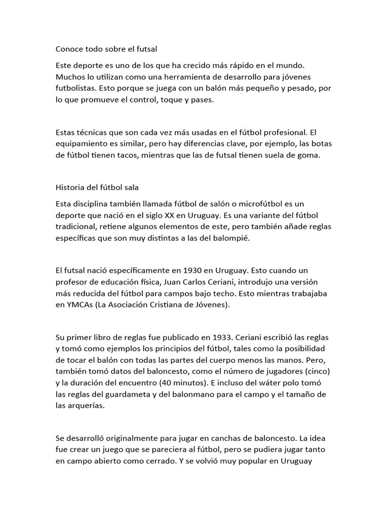 Conoce Todo Sobre El Futsal | PDF Conoce Todo Sobre El Futsal | PDF