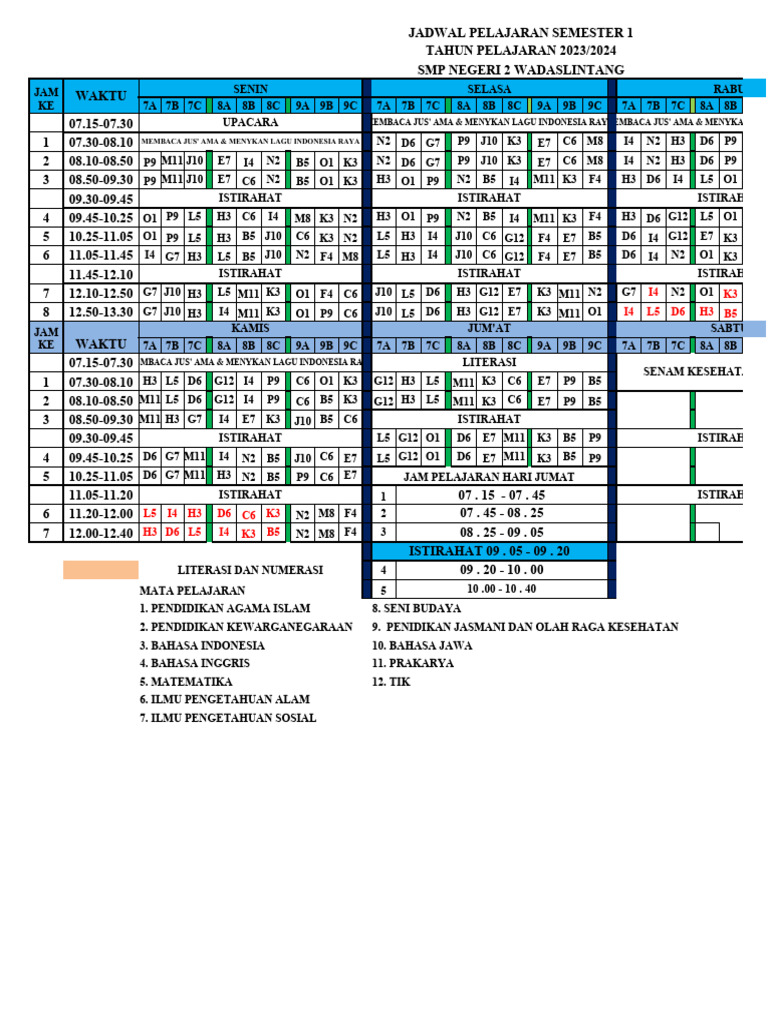 Jadwal 2023-2024 Ganjil | PDF