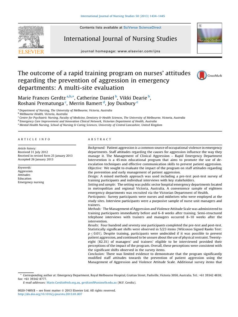 Rapid Training Program On Nurses Atitudes Regarding The Prevention of ...