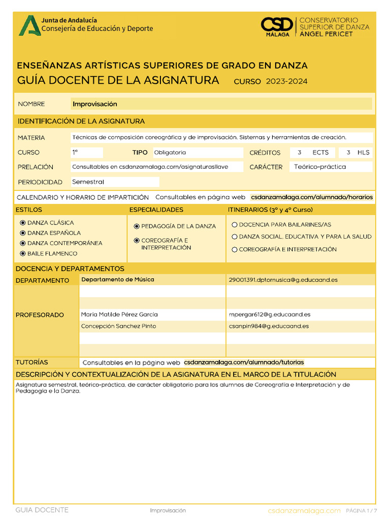 GUIA Improvisacion 2023 24 | PDF