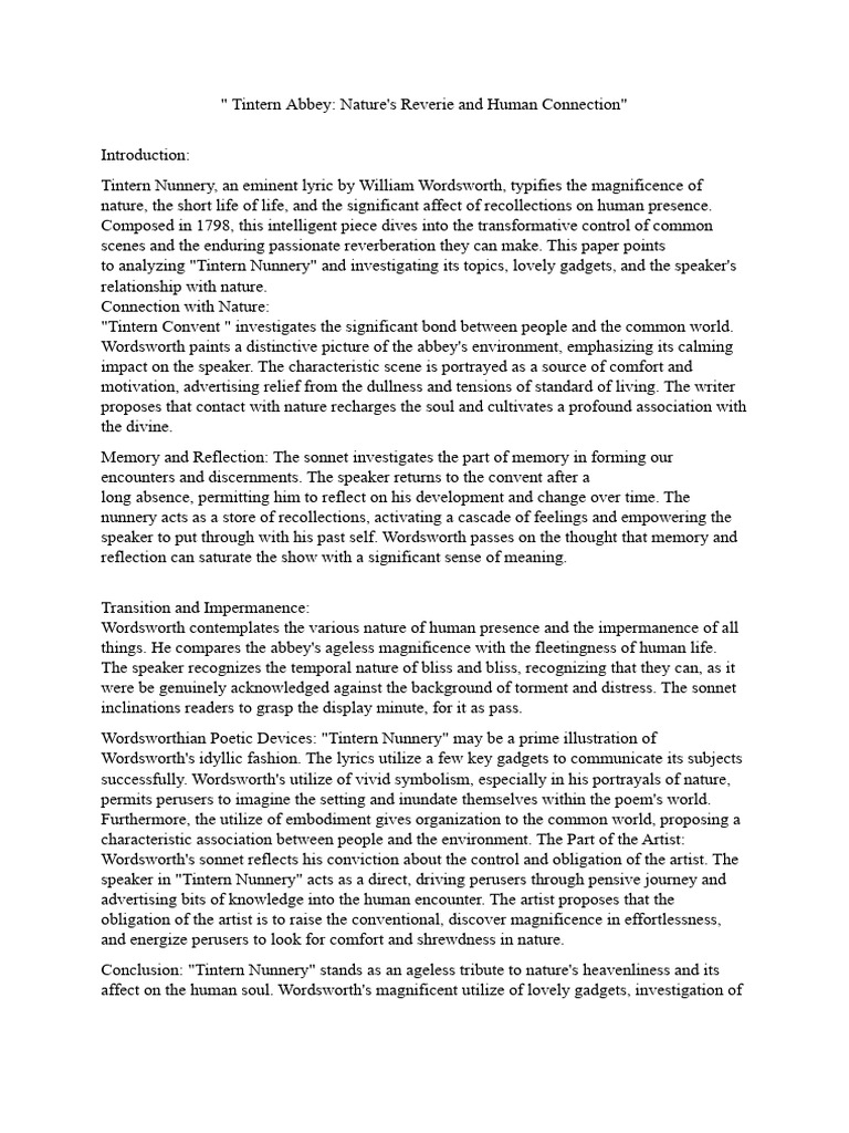 Tintern Abbey | Download Free PDF | William Wordsworth