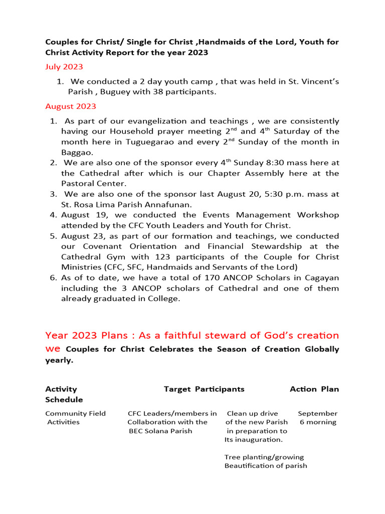 CFC Activity 2023 | PDF