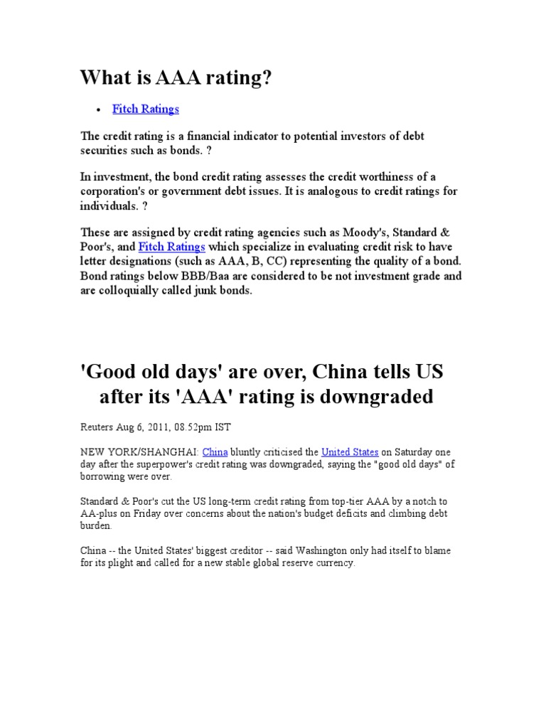 What Is AAA Rating | PDF | Bond Credit Rating | Standard & Poor's