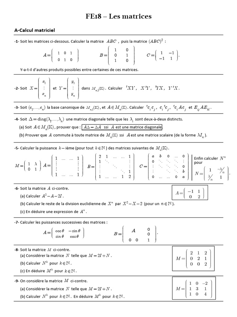 FE18-Les Matrices v2 | PDF