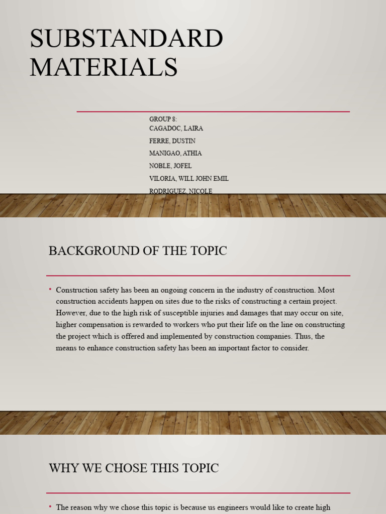 Substandard Materials Group 8 | PDF