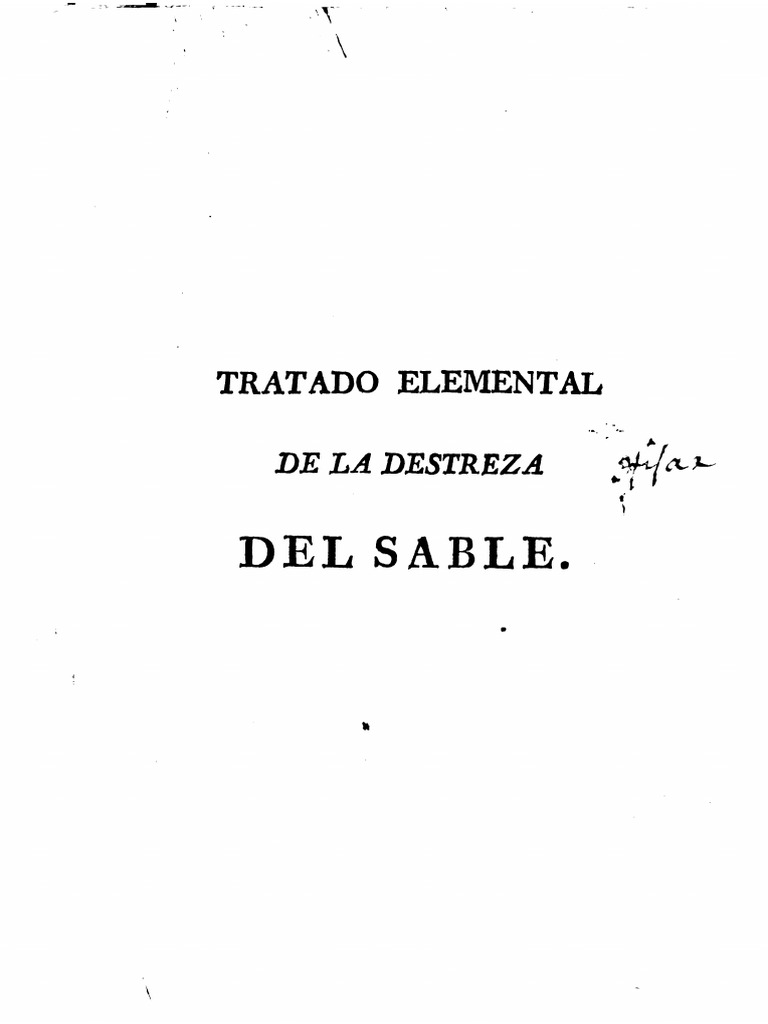 Tratado Elemental de La Destreza Del Sable. (Simon de Frias) | PDF