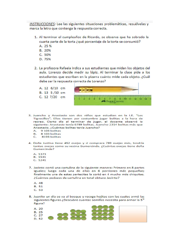 Matematica Primera Practica Ece | PDF