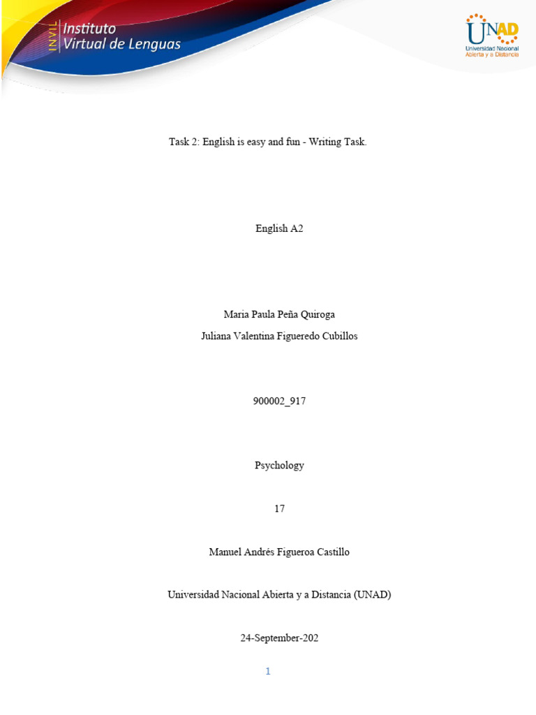 Task 2 - English Is Easy and Fun. Writing Task | PDF