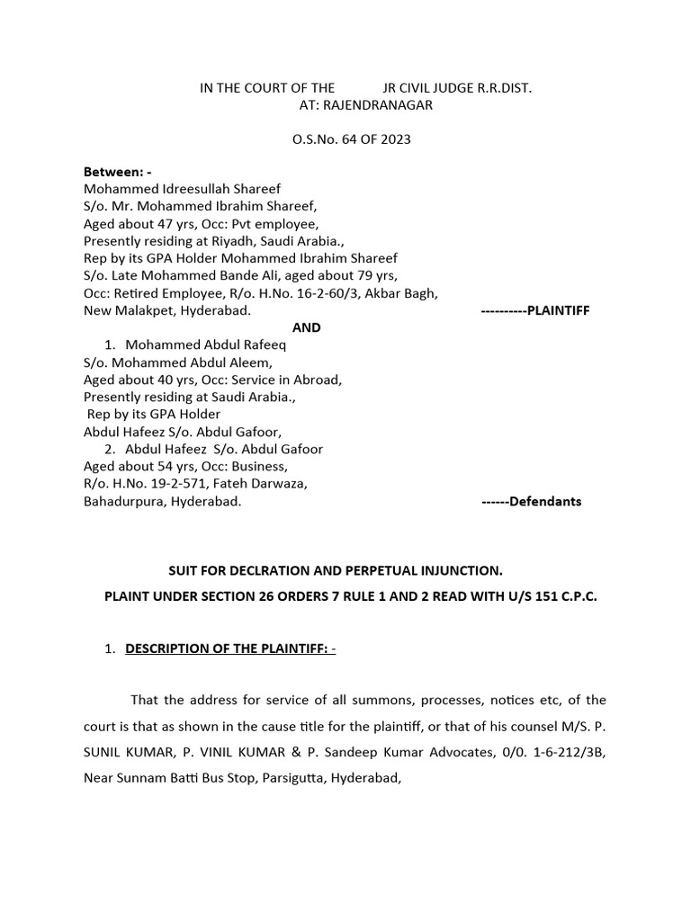 Declaration Suit Pdf