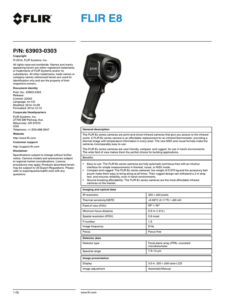 CAMARA TERMOGRAFICA FLIR E8 FICHA TECNICA | PDF