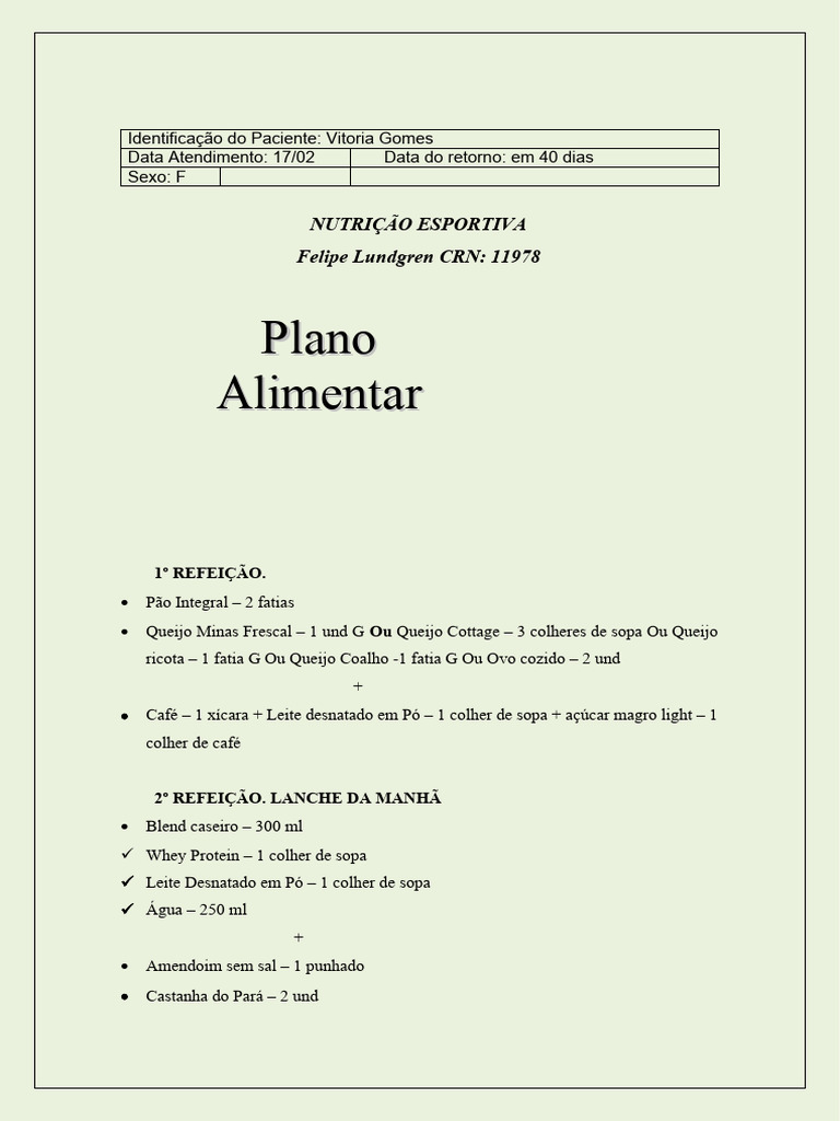 Plano_alimentar 2 | PDF