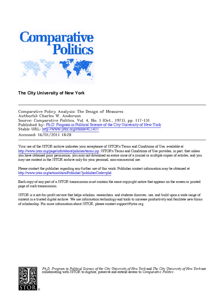 Comparative Policy Analysis: The Design of Measures de C.W Anderson ...