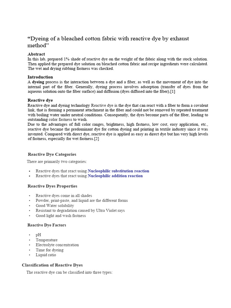 Lab Report 002 Textile Dyeing and Printing | PDF