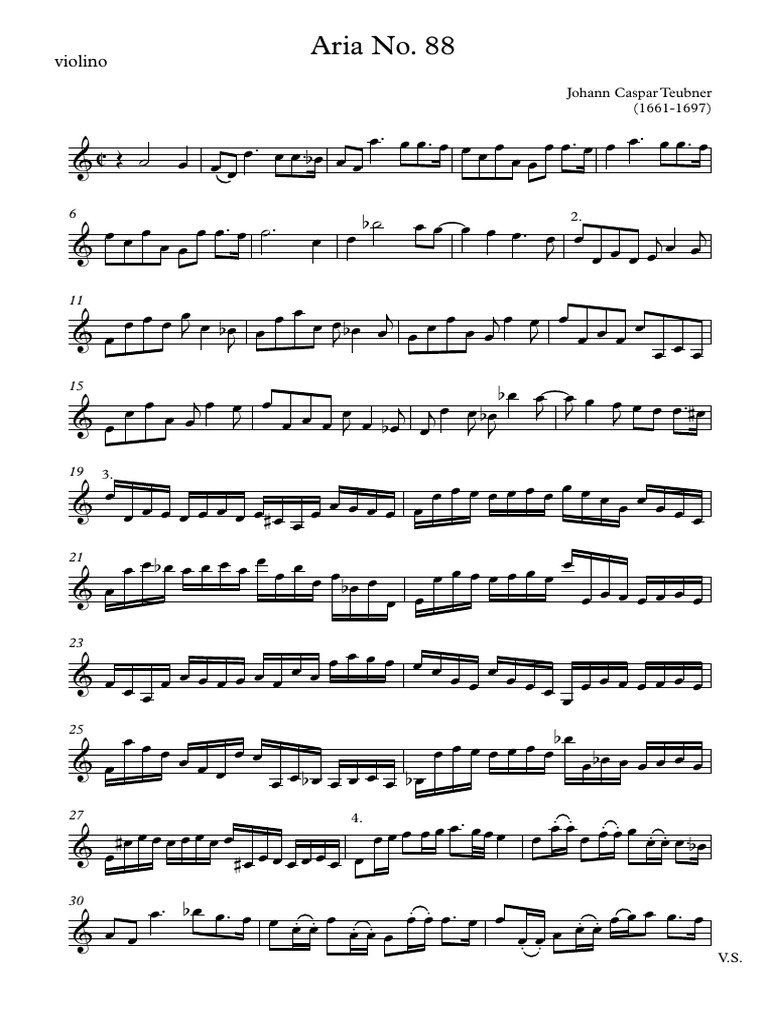 ARIA No. 88 - J.C.Teubner - Violin Part | PDF