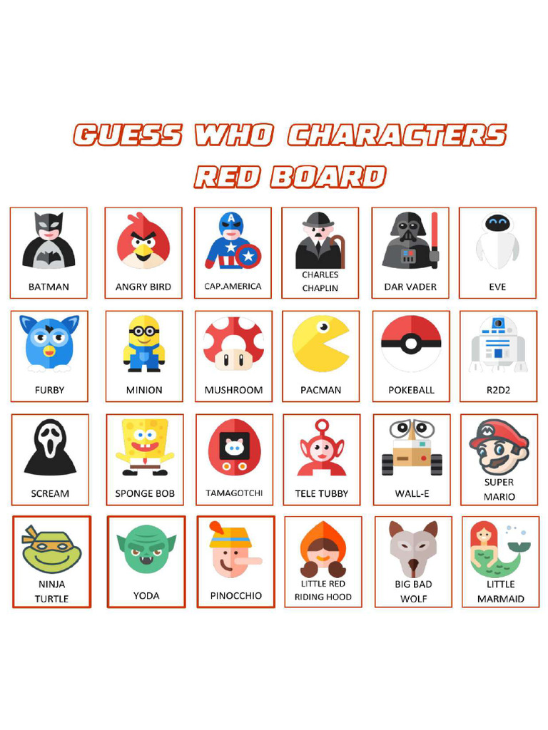 Guess Who Game Character Sheets | PDF