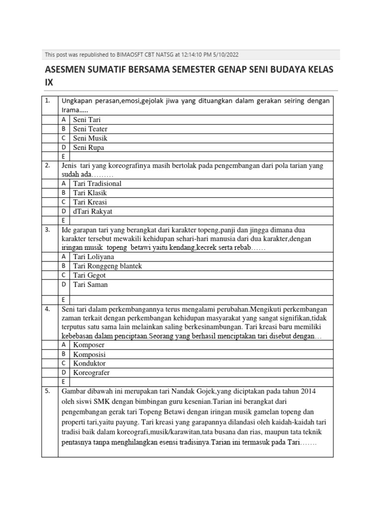 PTS Seni Budaya Ix | PDF