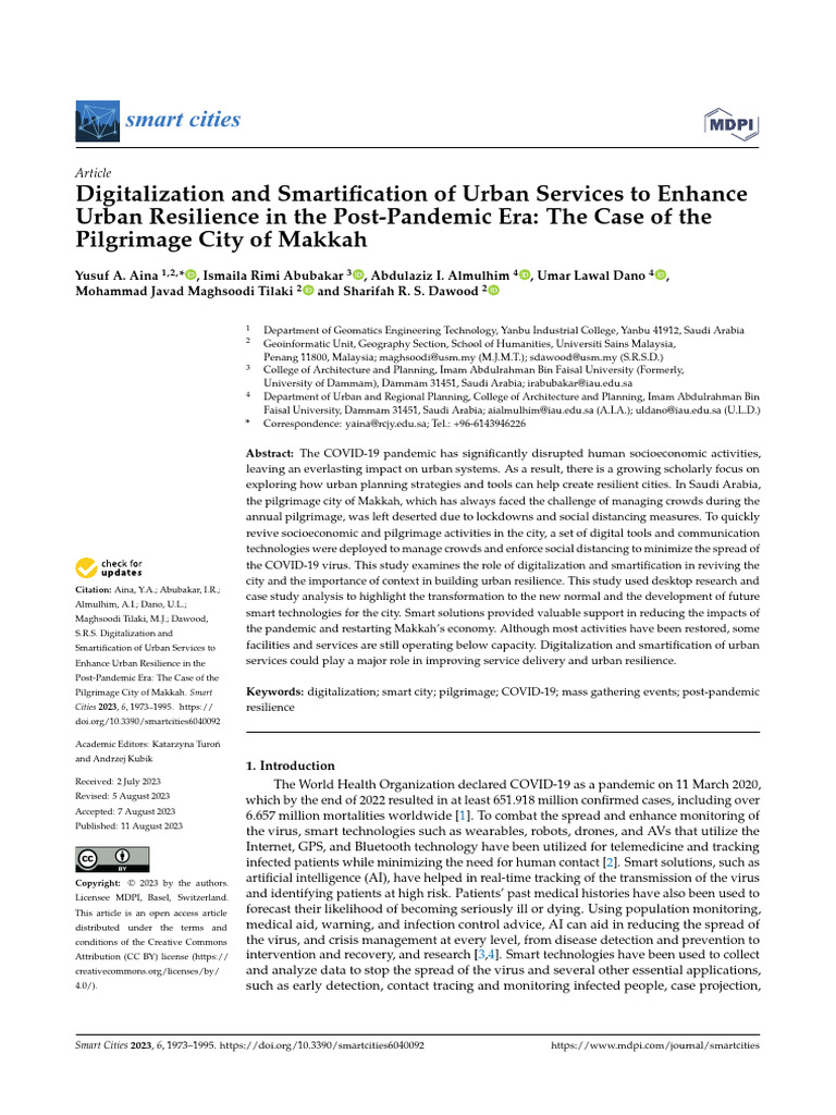 Digitalization and Smartification of Urban Services To Enhance Urban ...