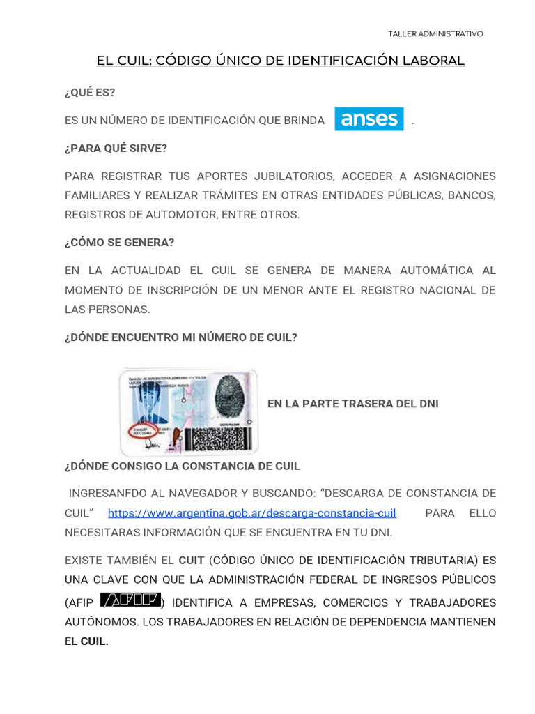 El Cuil - Código Único de Identificación Laboral | PDF