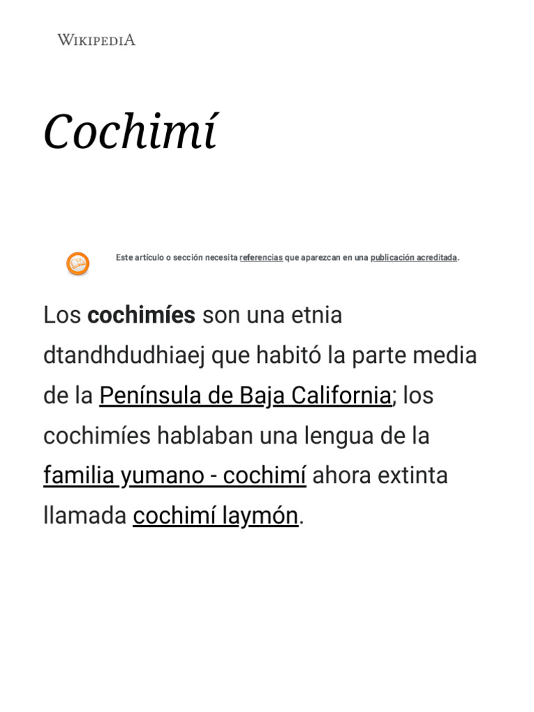 Cochimí - Wikipedia, La Enciclopedia Libre | PDF