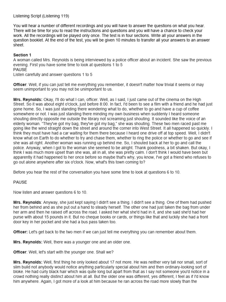 Listening Script (Listening 119) | PDF | Birds | Egg