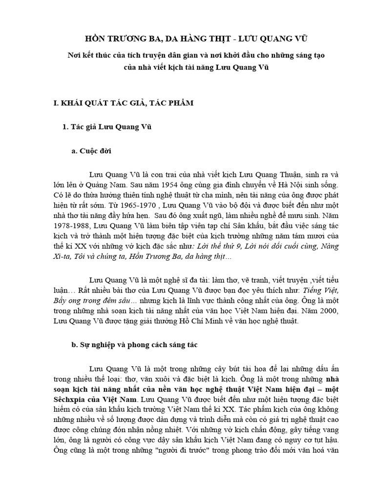 HỒN TRƯƠNG BA, DA HÀNG THỊT | PDF