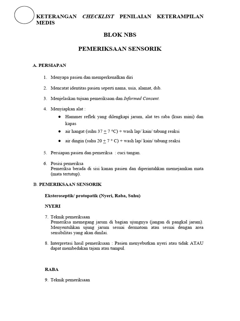 Fix KCL Tramed PEMERIKSAAN SENSORIK (2) | PDF