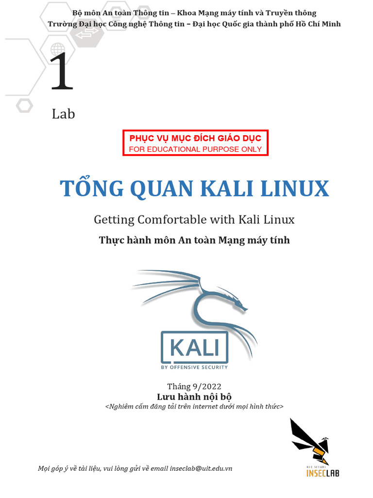 Lab 1 - Getting Comfortable With Kali Linux | PDF