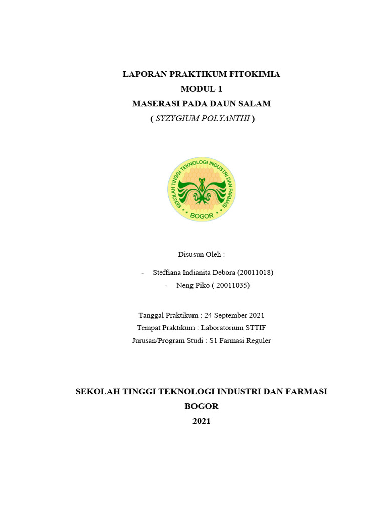 Laporan Praktikum Fitokimia 1-12 | PDF
