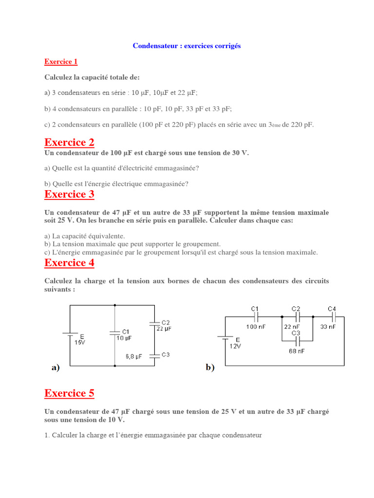 Condensateur Exercices Corrigés 04 | PDF