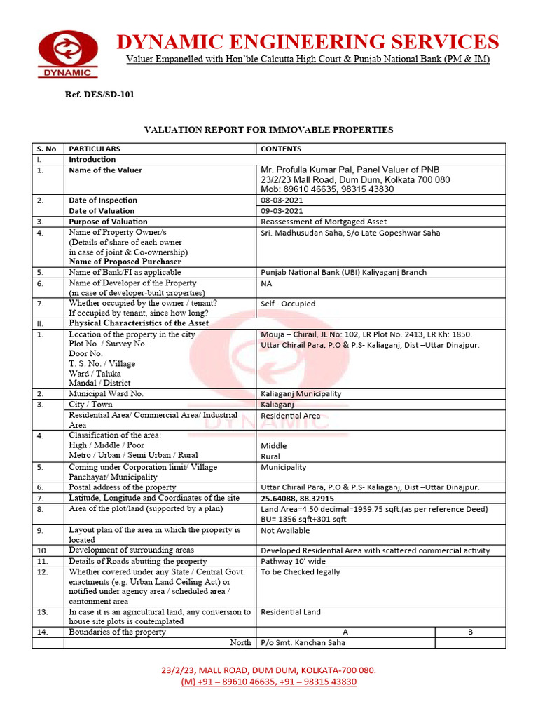 Dynamic Engineering Services: Valuer Empanelled With Hon'ble Calcutta High Court & Punjab ...