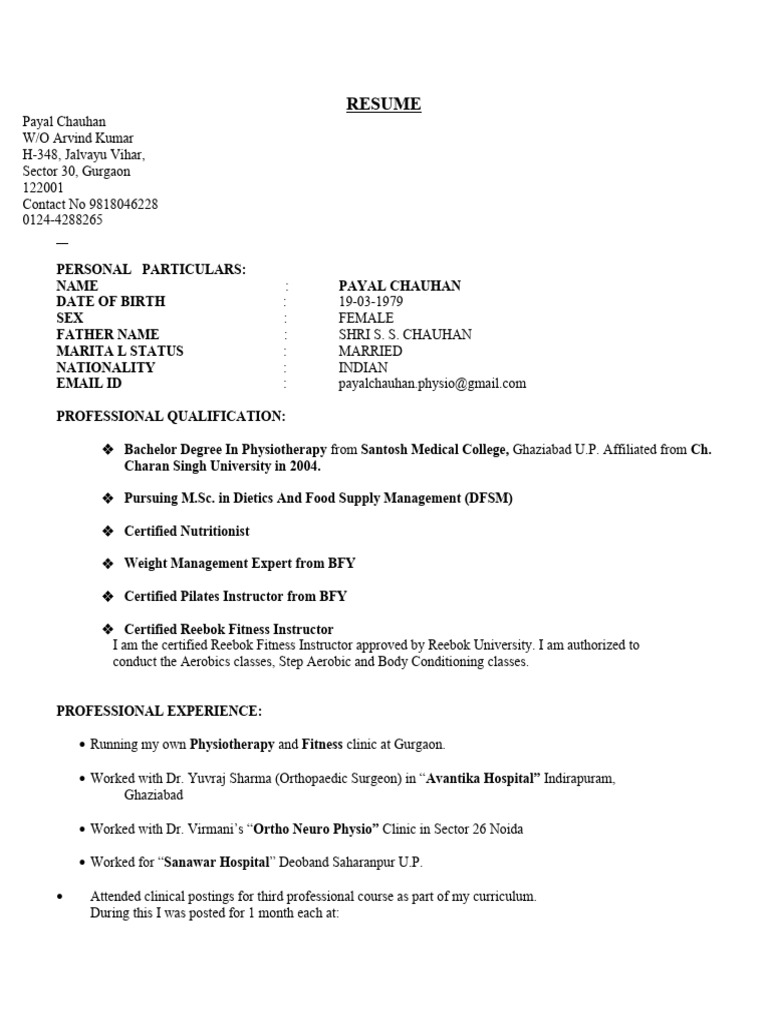 Resume Payal Chauhan | PDF | Wellness