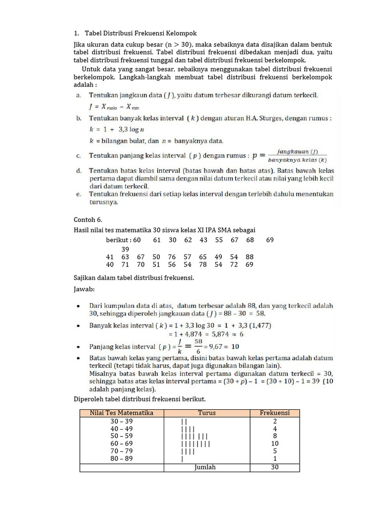 Tabel Distribusi Frekuensi dan Grafik | PDF
