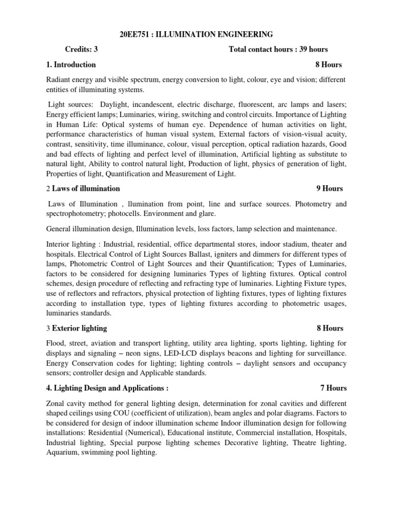 Illumination Engineering | PDF