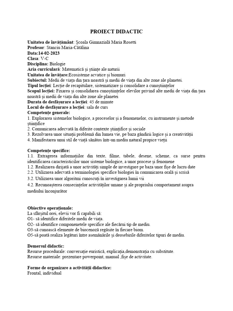 Recapitulare - Biom-5 | PDF