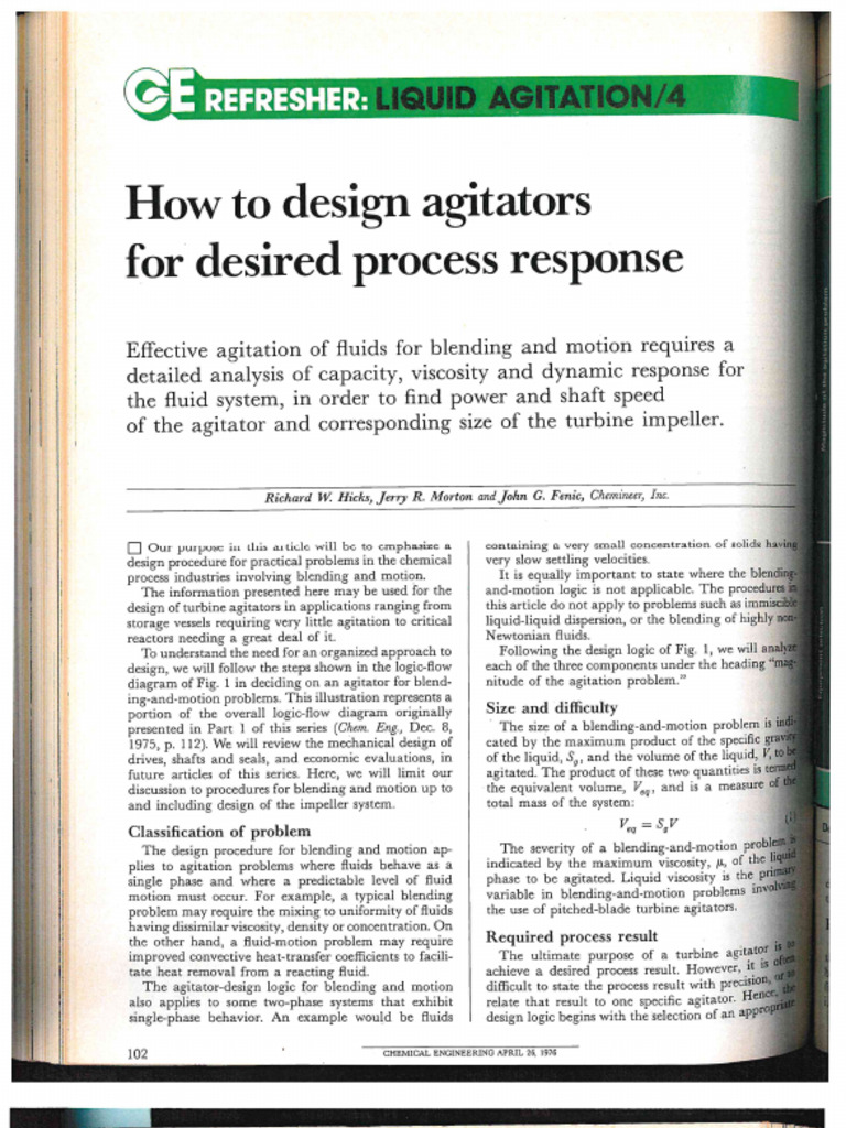 How To Design Agitators For Desired Process Response | PDF