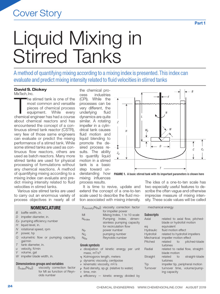 Liquid Mixing in Stirred Tanks | PDF | Technology & Engineering