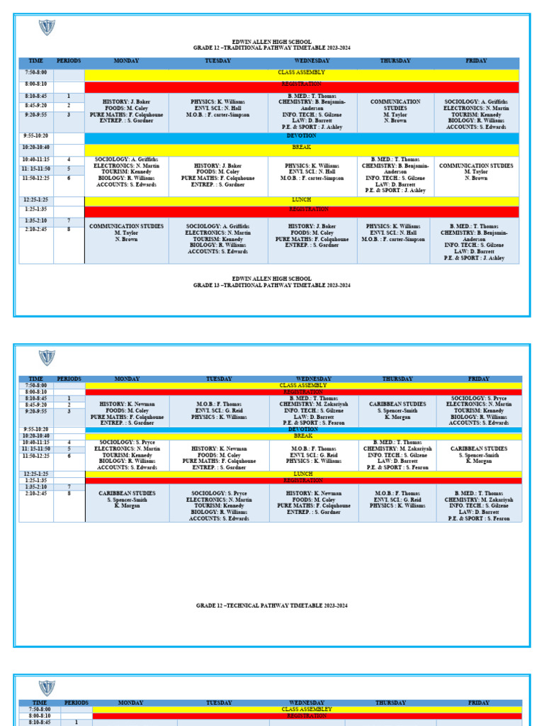 Sixth Form Pathway Timetables | PDF
