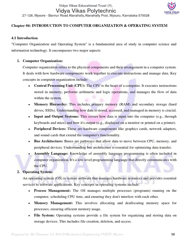 Fundamentals of Computer 20CS11T Chapter 4 | PDF